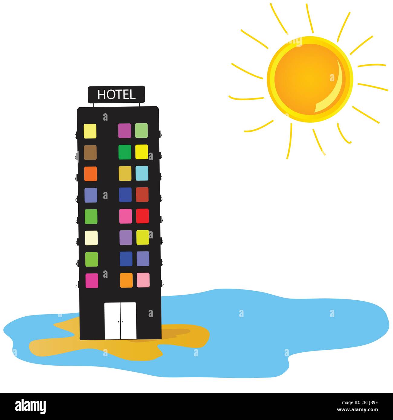 Colorful hotel on beach Stock Vector Images - Alamy