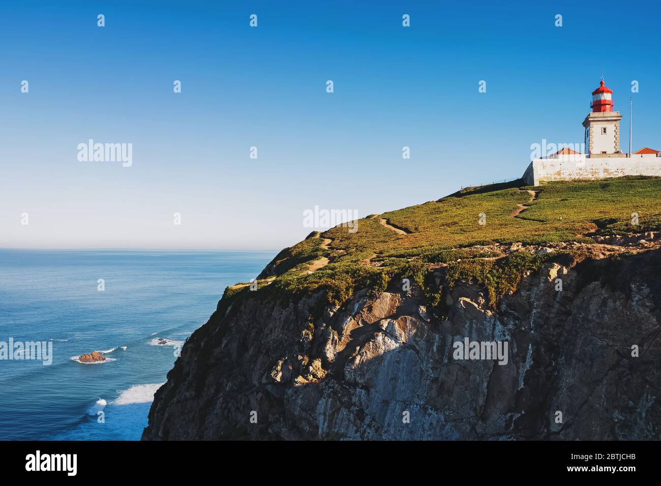 Cabo da Roca famous lighthouse on the cliff Stock Photo - Alamy