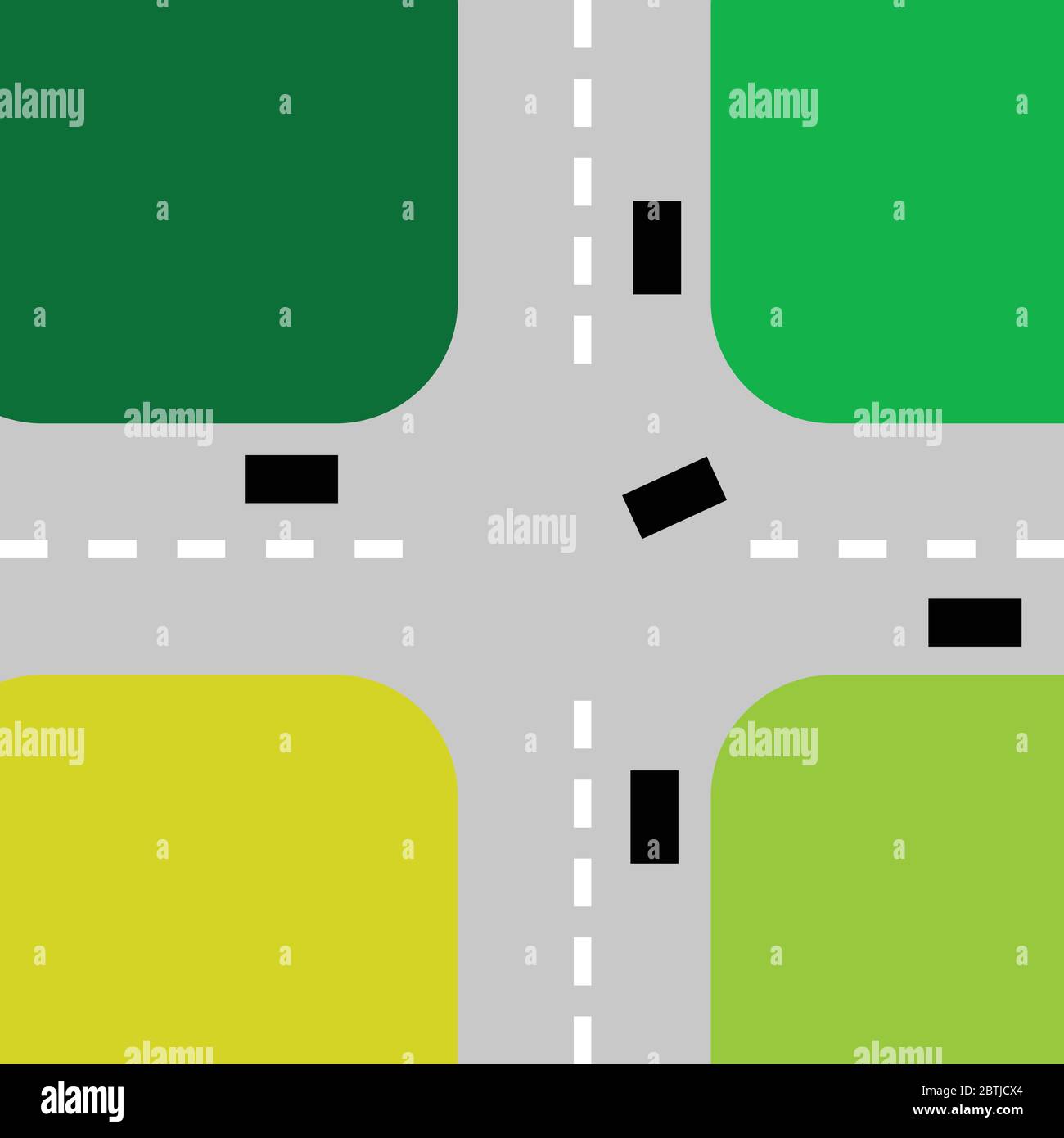 intersection with cars color vector illustration Stock Vector Image ...