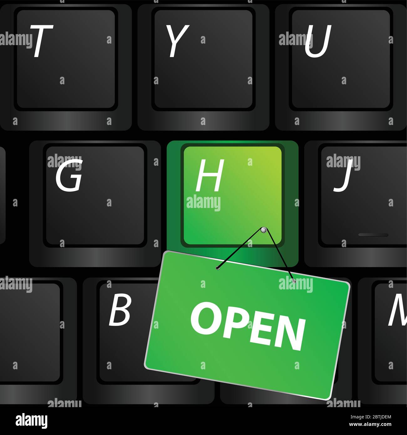 keyboard with green open sign vector illustration Stock Vector Image ...