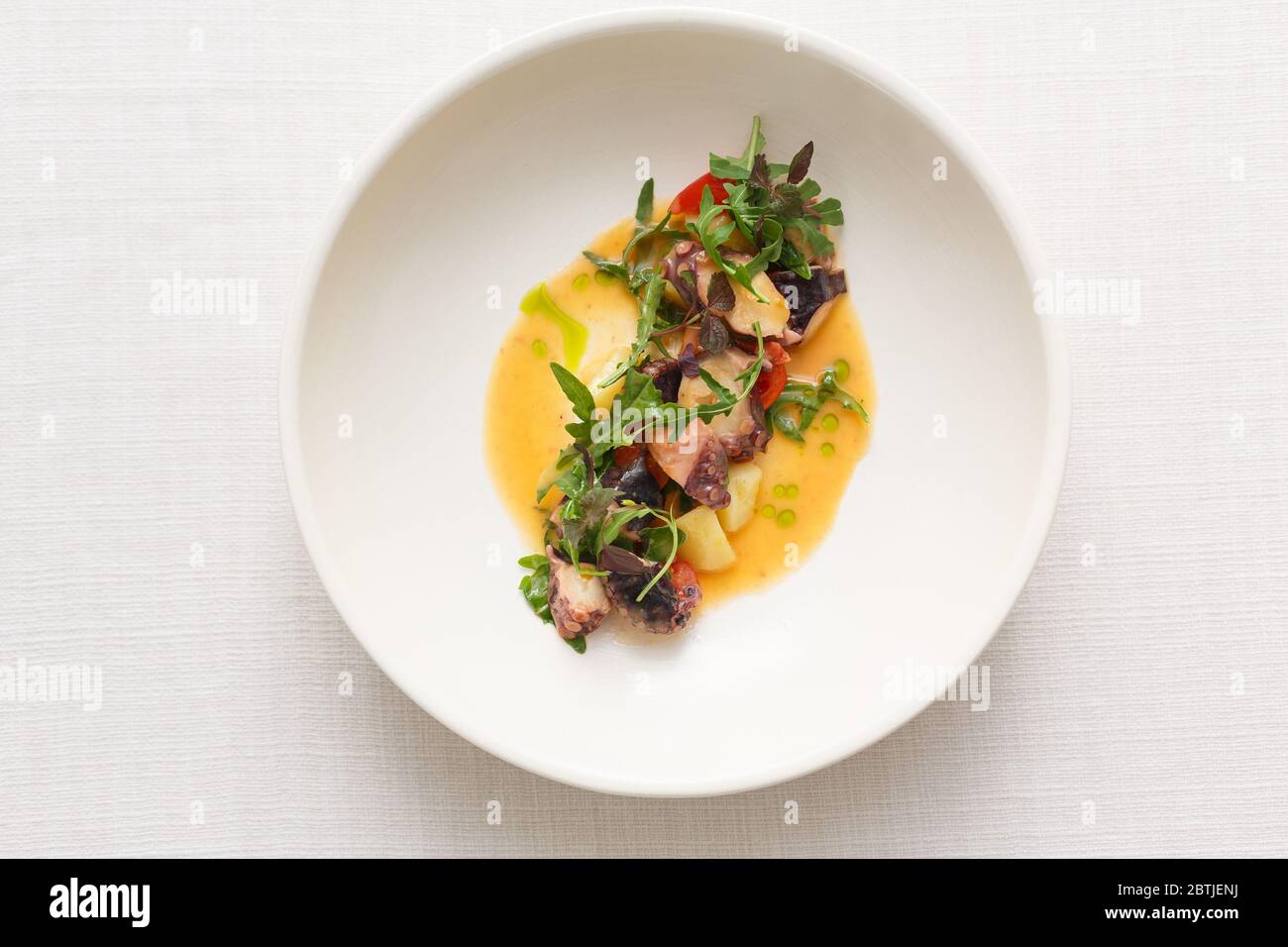Stewed octopus in vine sauce with arugula Stock Photo - Alamy