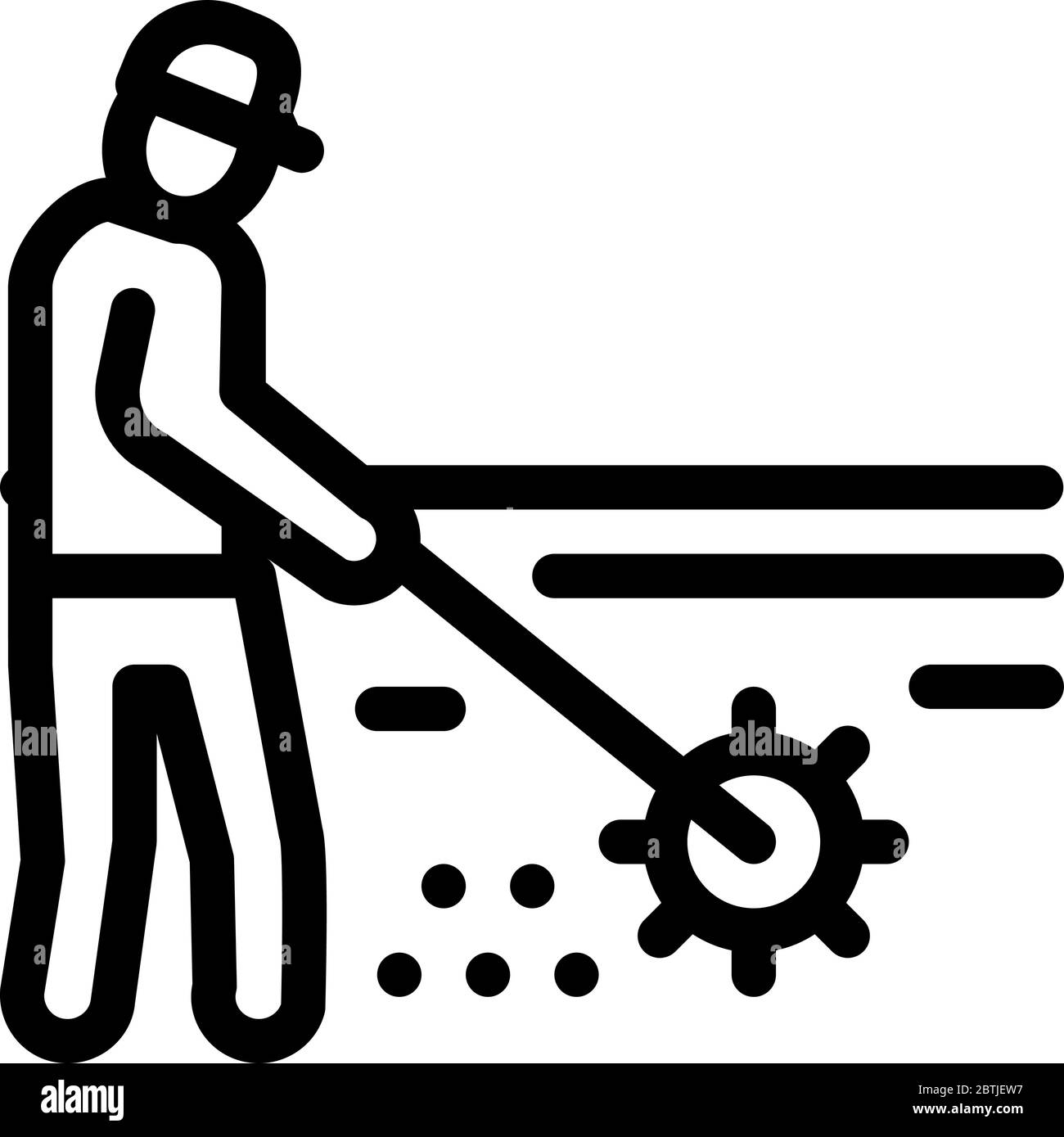 Mower line icon outline Black and White Stock Photos & Images - Alamy