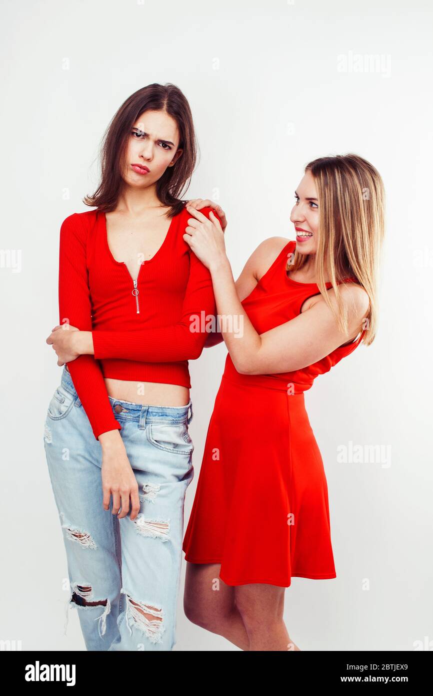 best friends teenage girls together having fun, posing emotional on ...
