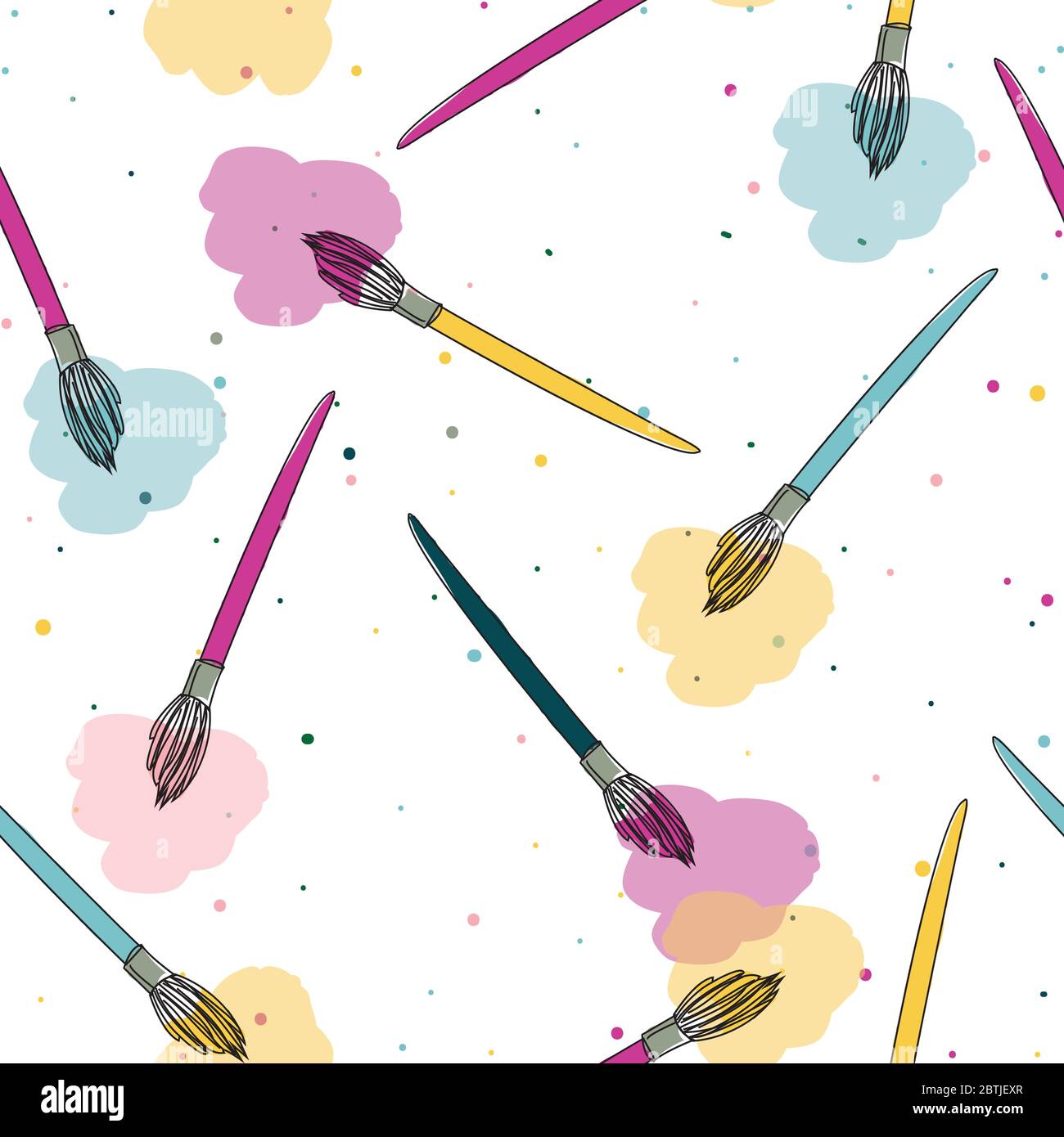 Paint brush and paint splotches on speckled background seamless repeat ...