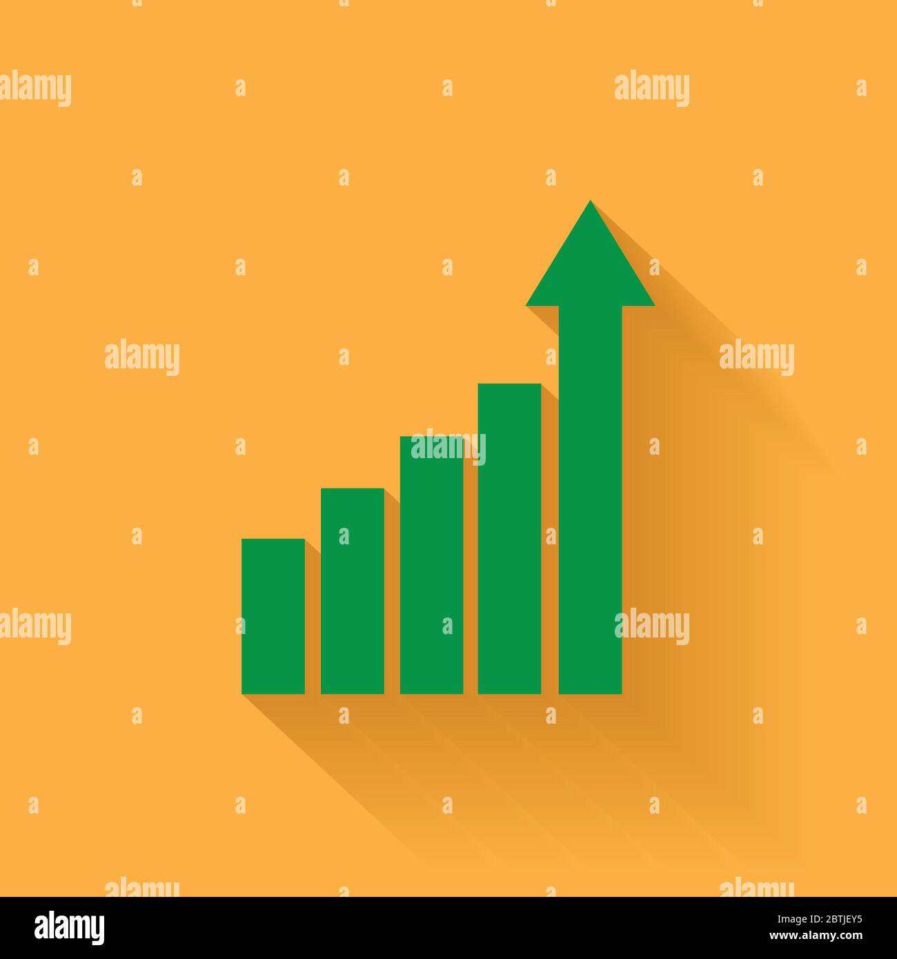 Growth bar chart icon. Growing diagram flat vector illustration with ...