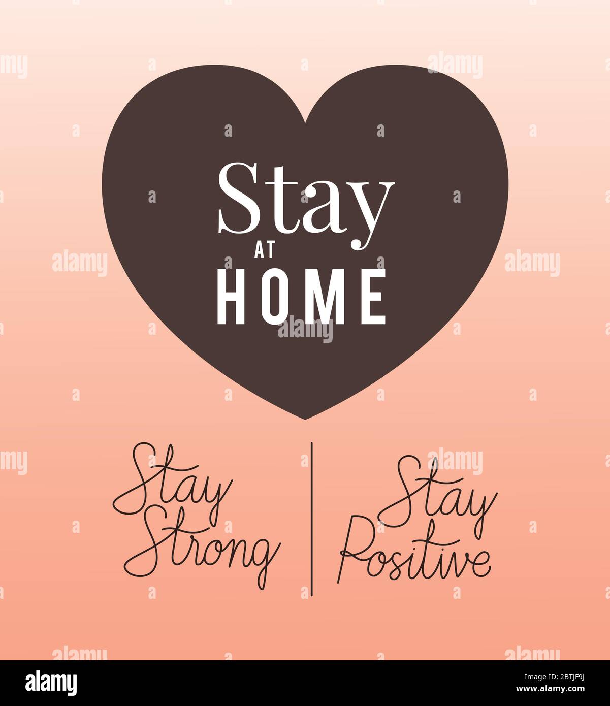 Stay at home strong positive and heart vector design Stock Vector Image ...