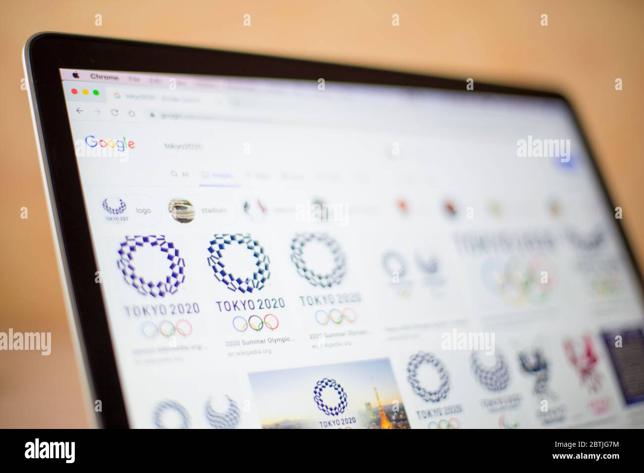 2020 Summer Olympics images on computer screen Stock Photo - Alamy