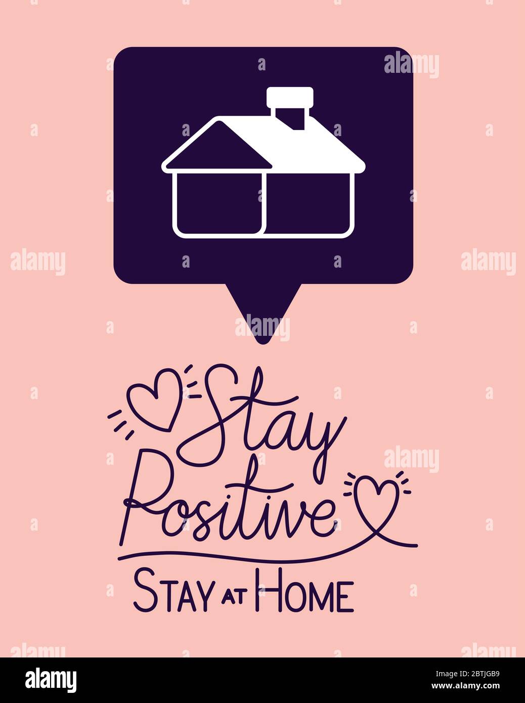 Stay positive at home and house building vector design Stock Vector ...
