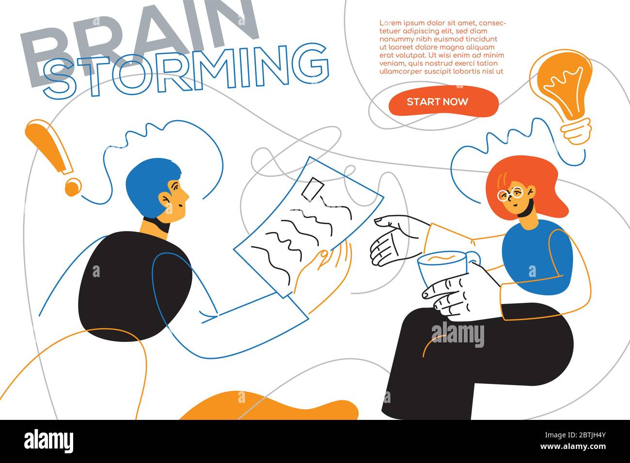 Brainstorming - colorful flat design style web banner Stock Vector ...