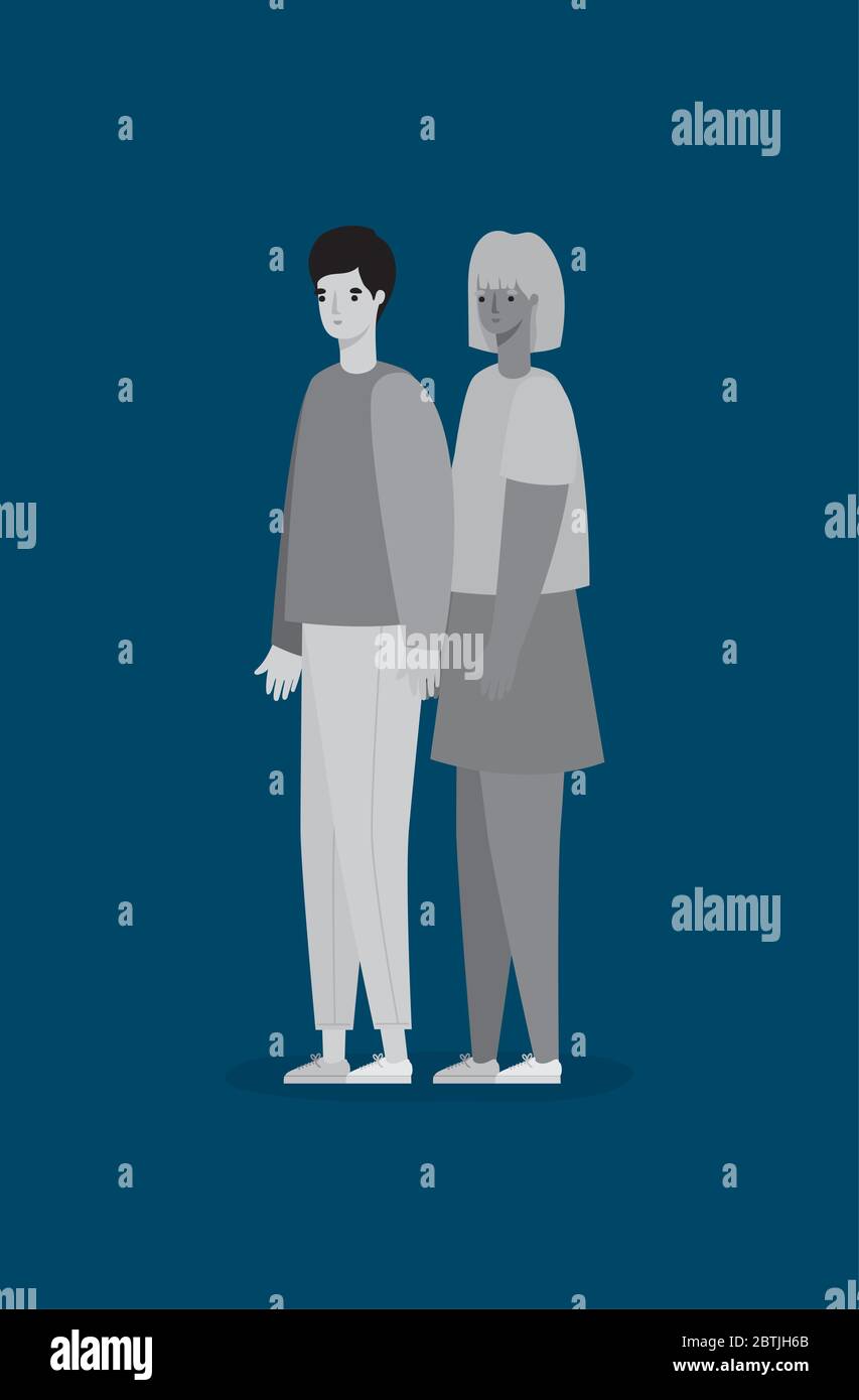 Woman and man avatar in gray colors vector design Stock Vector Image ...