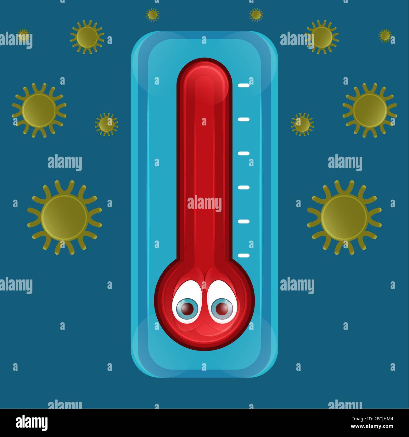 Cartoon of a thermometer over a virus background - Vector Stock Vector ...