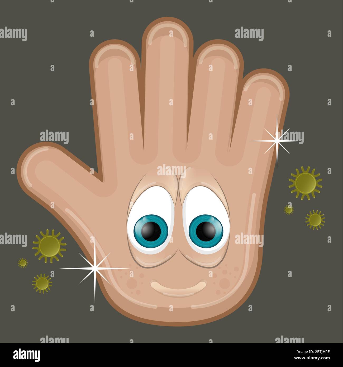 Cartoon of a happy clean hand virus free - Vector Stock Vector Image ...
