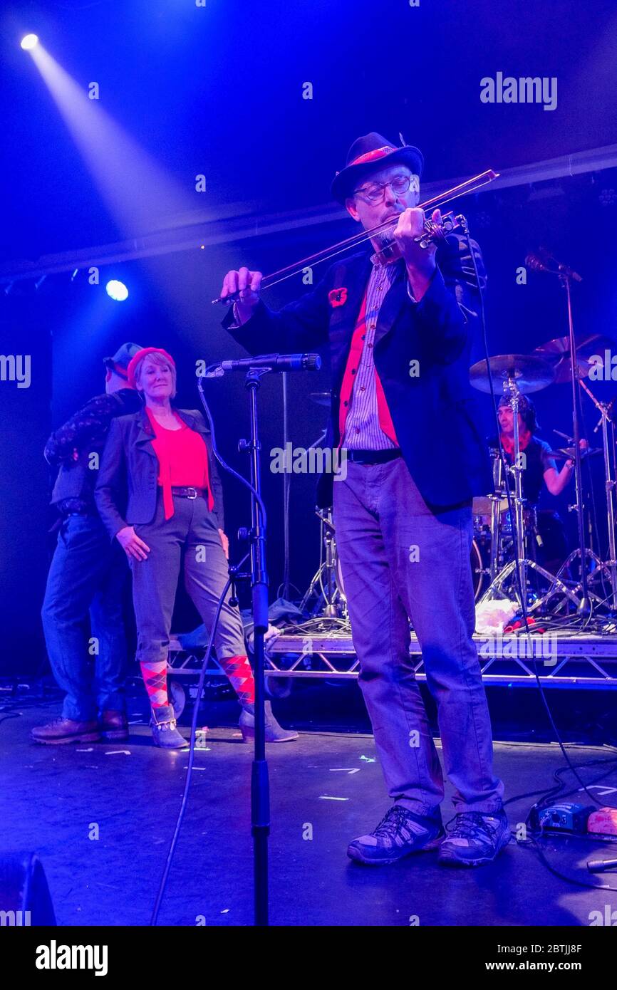 English Folk Rock band Merry Hell in concert, Skegness, England Stock ...