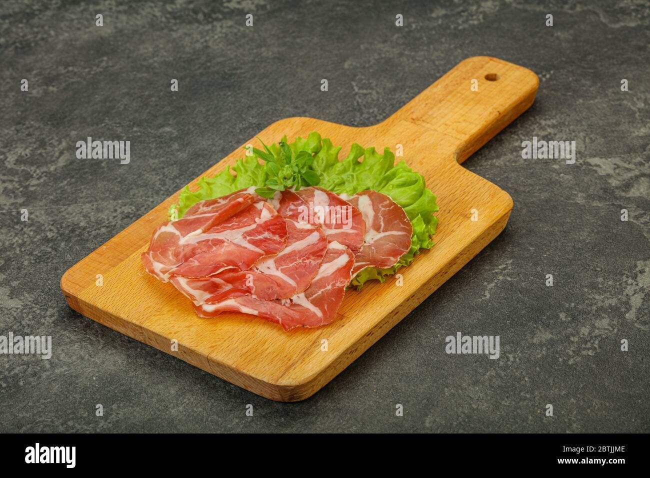 Delicous Smoked pork neck slices snack Stock Photo - Alamy