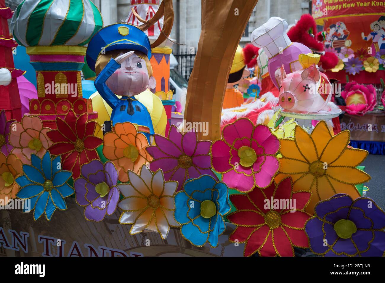 One of the floats at the Chinese New Year Celebration Parade showing a ...