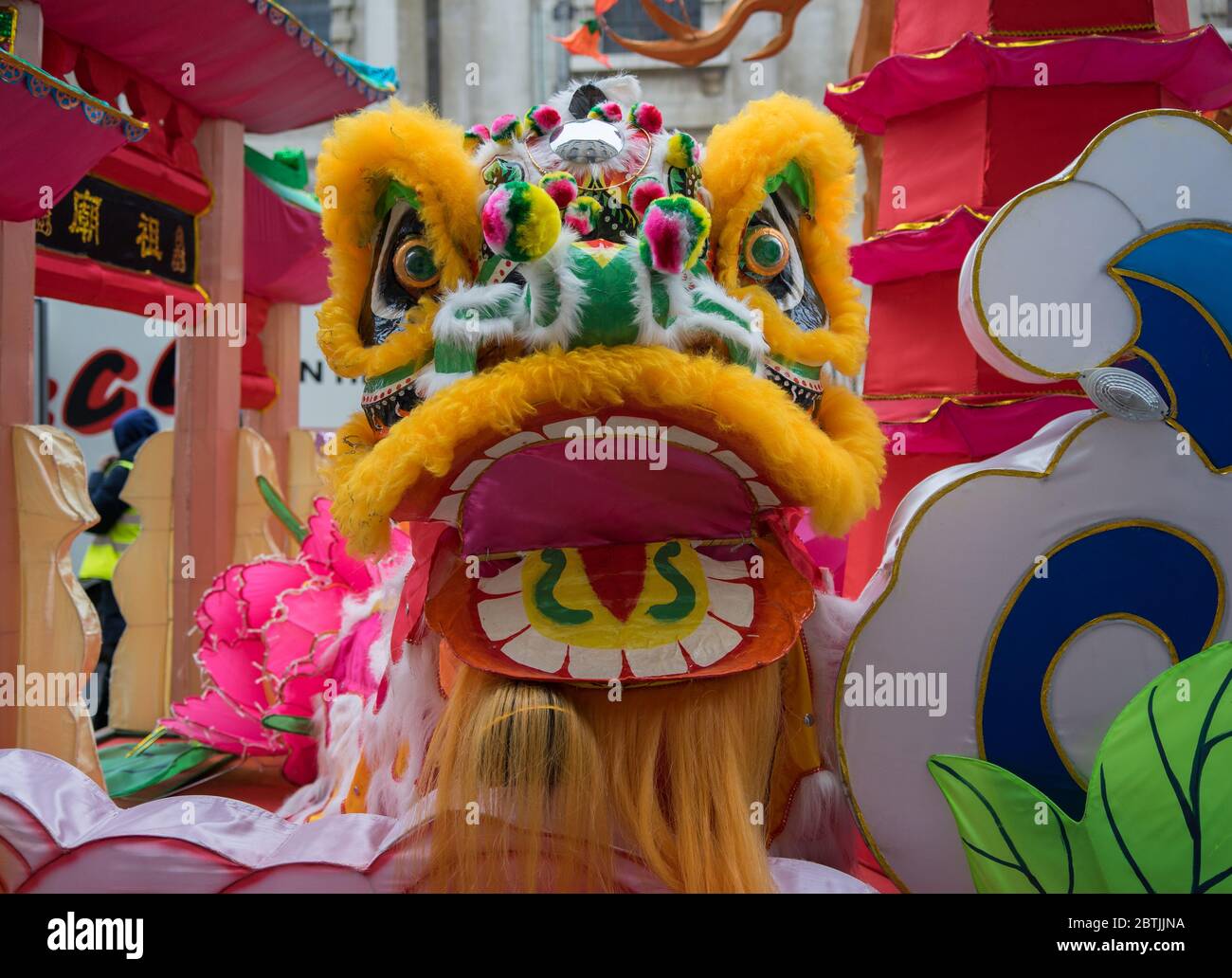 One of the floats at the Chinese New Year Celebration Parade showing a ...