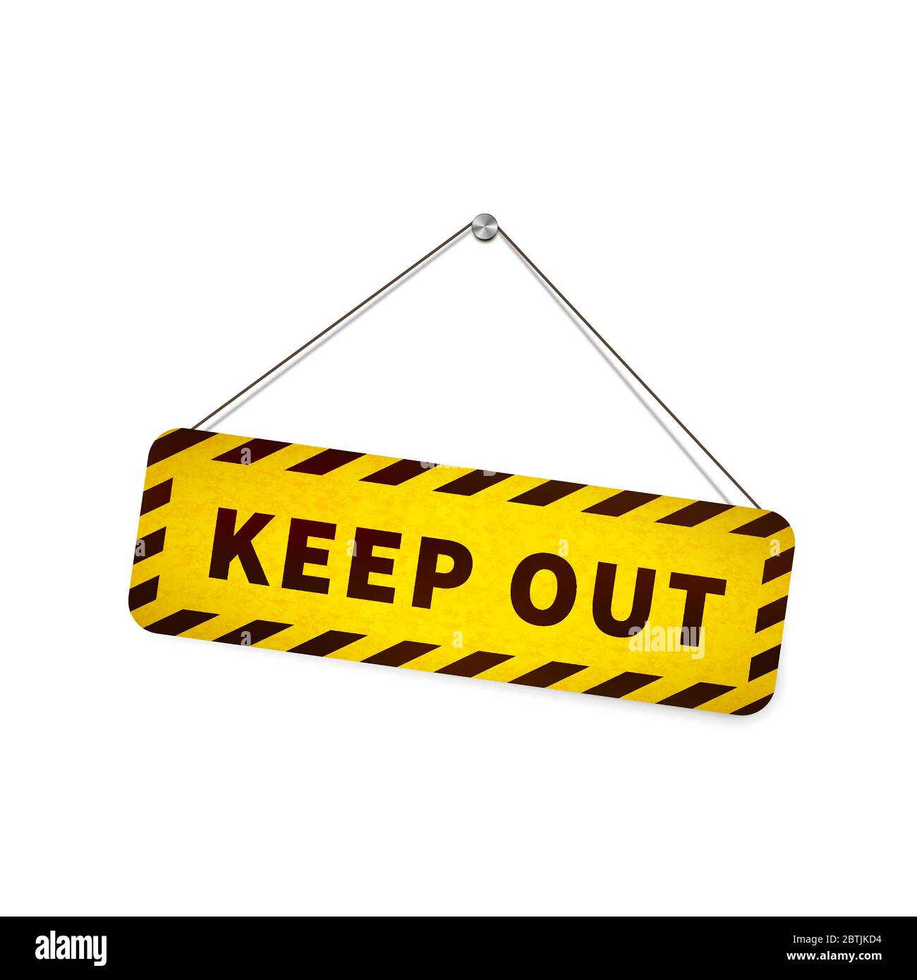 Yellow grunge keep out sign hanging on the rope on white Stock Vector ...