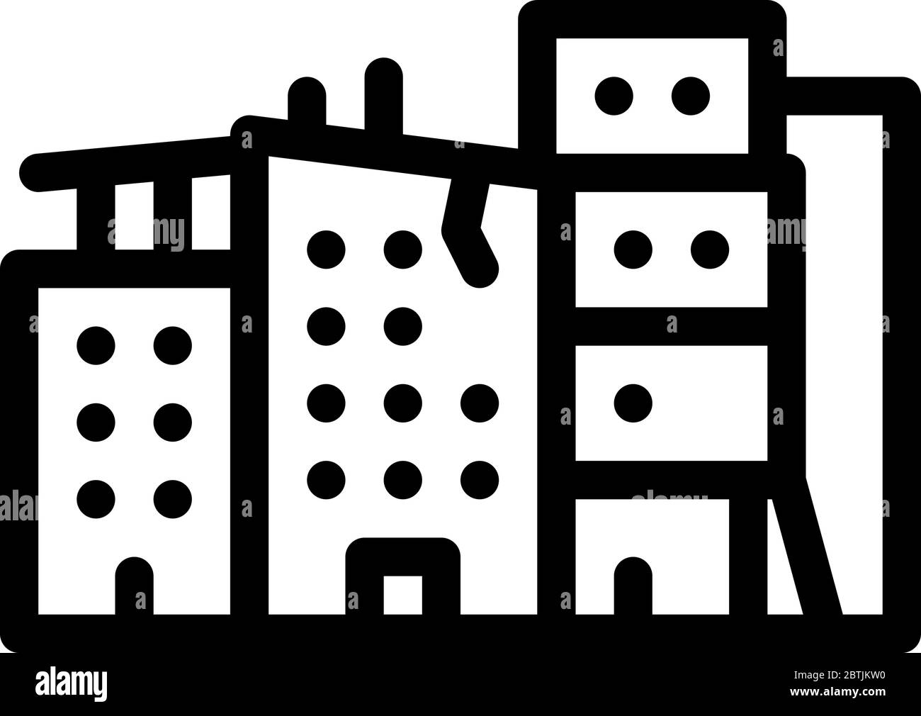 destroyed high-rise buildings icon vector outline illustration Stock ...