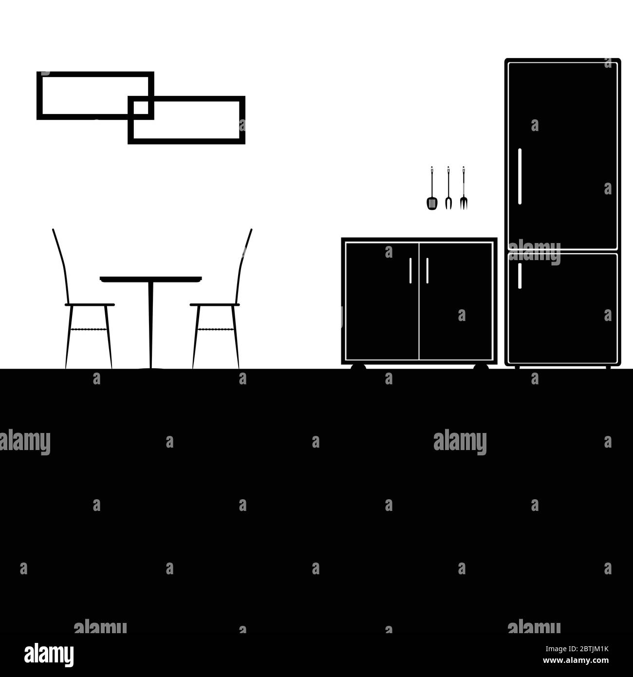 kitchen black vector illustration Stock Vector Image & Art - Alamy