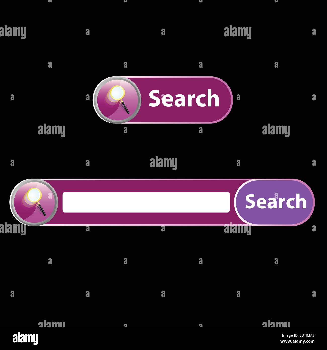 magnifying search sign vector illustration on black background Stock ...