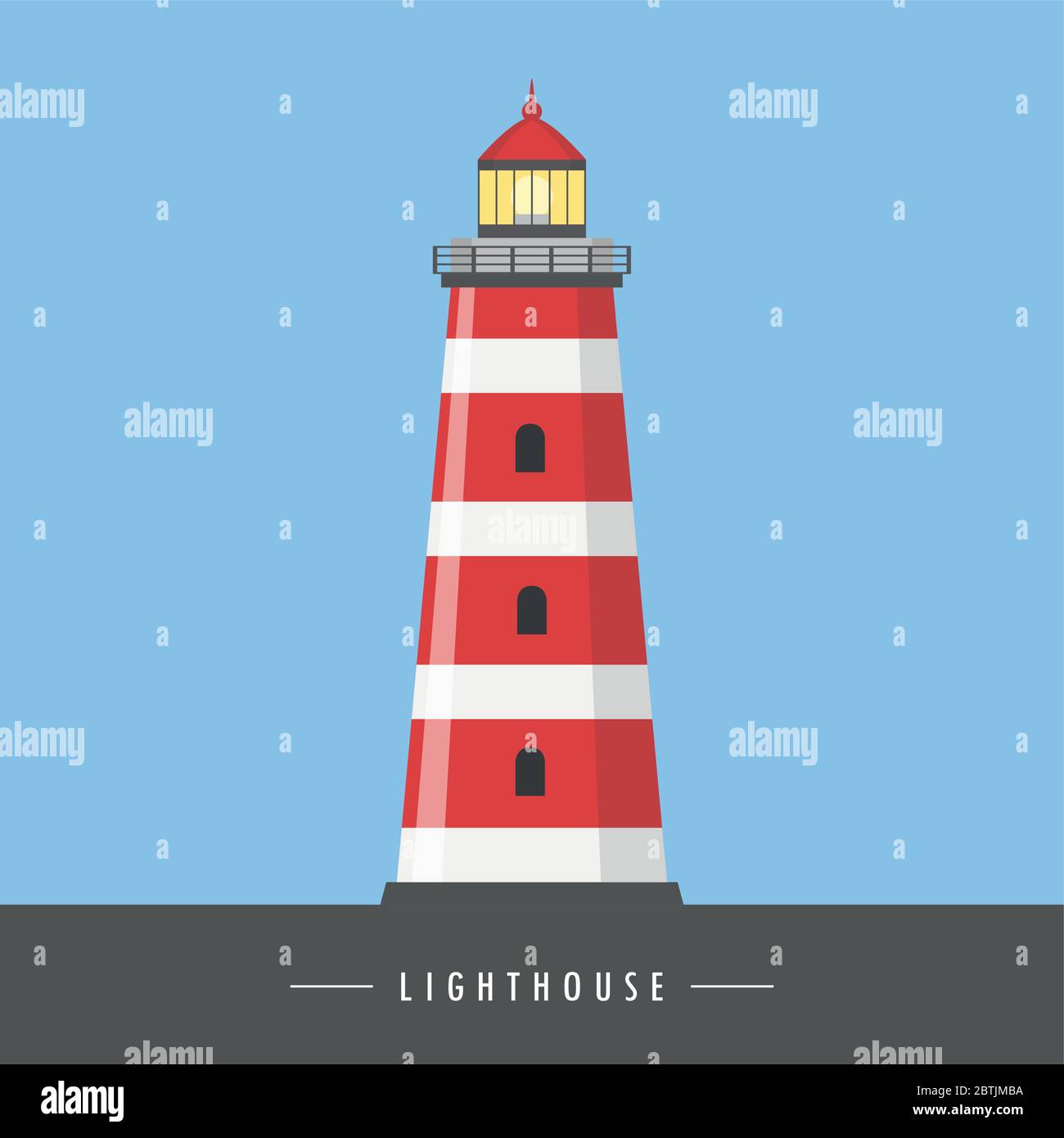 red and white lighthouse isolated vector illustration EPS10 Stock ...