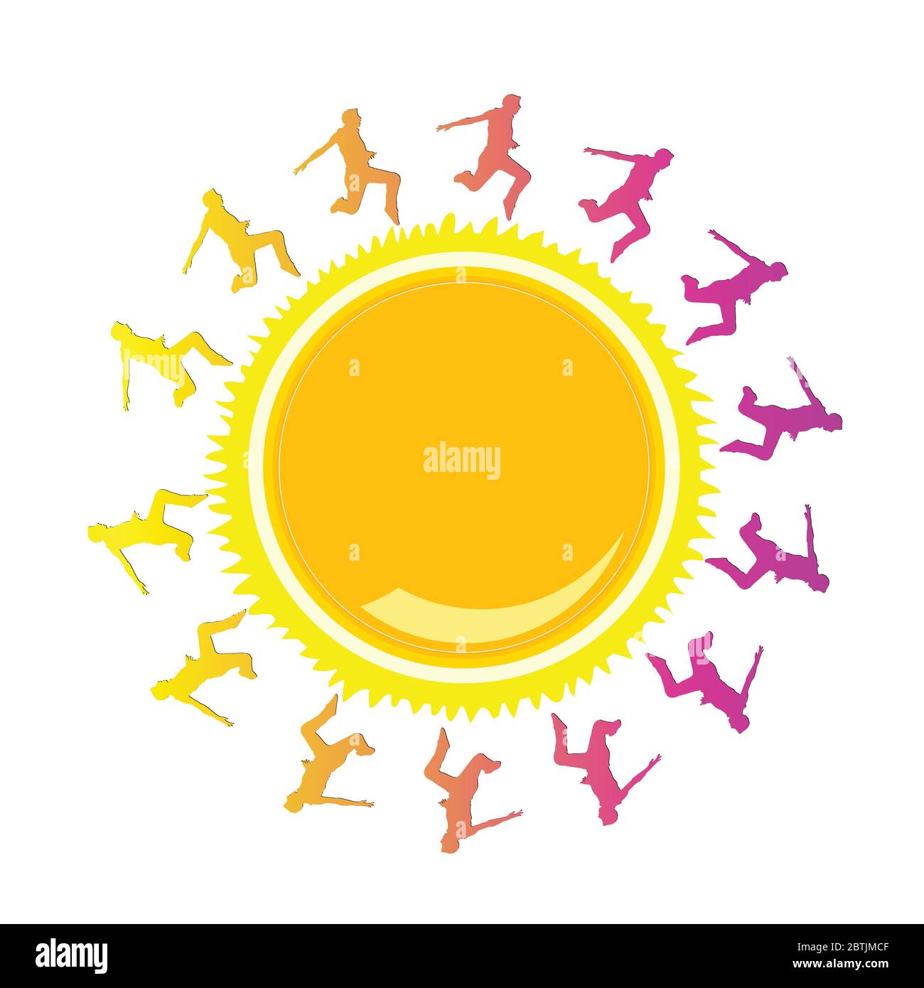 man silhouette around the sun art vector illustration Stock Vector ...