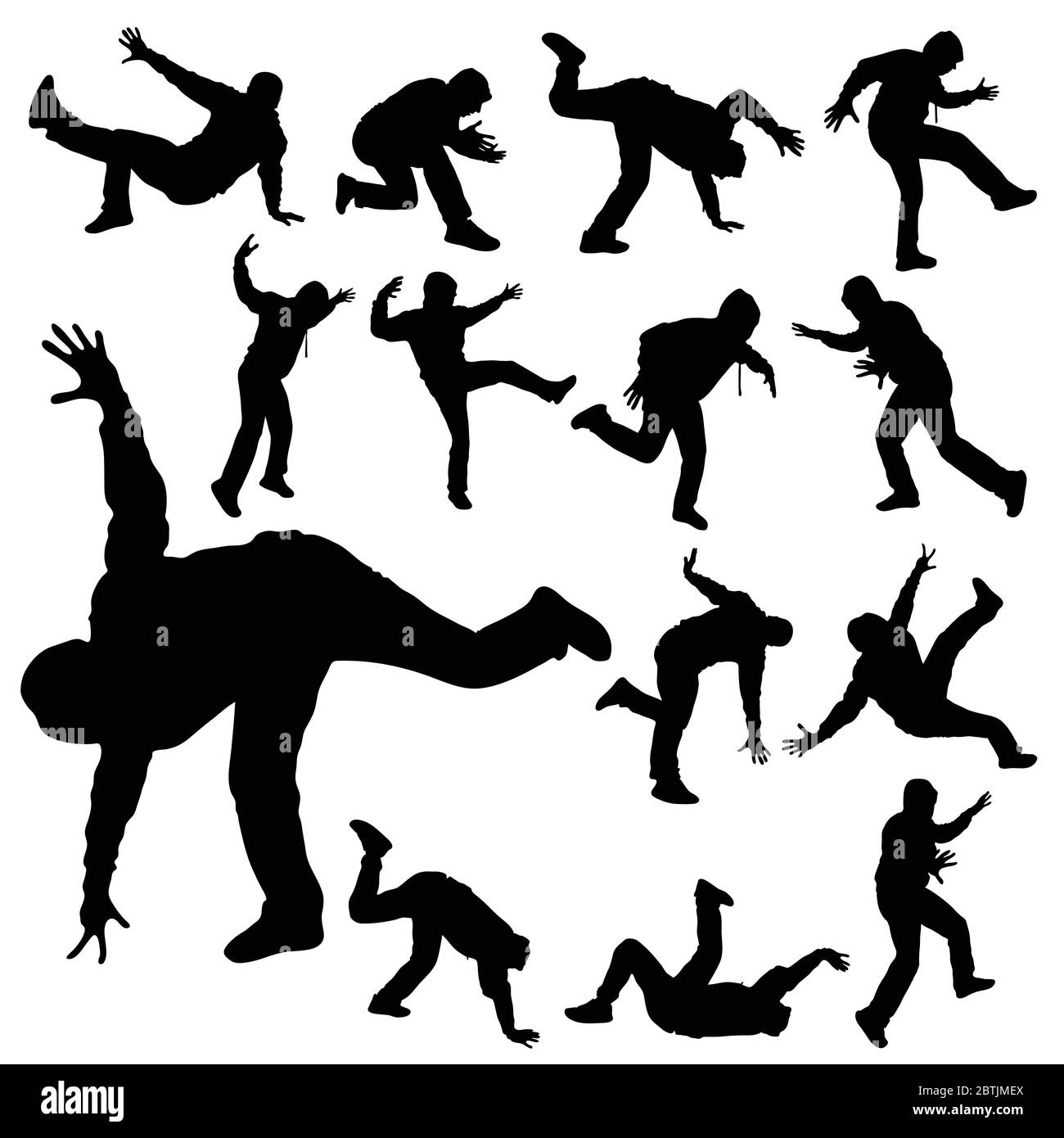 man in various poses of break dance silhouette Stock Vector Image & Art ...