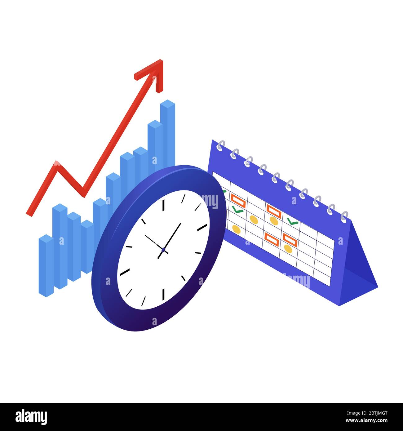 Time management concept. Vector isometric illustration, organization of ...