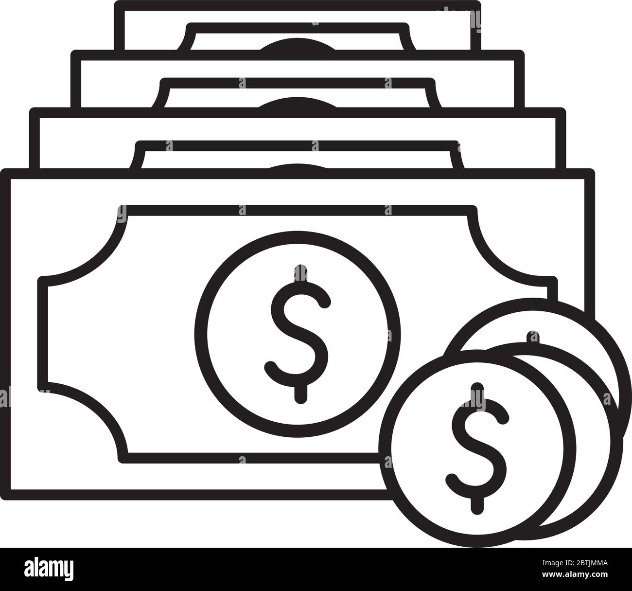 Coins and bills line style icon vector design Stock Vector Image & Art ...
