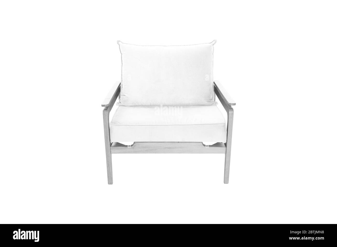 White armchair. Modern designer chair on white background. Texture ...