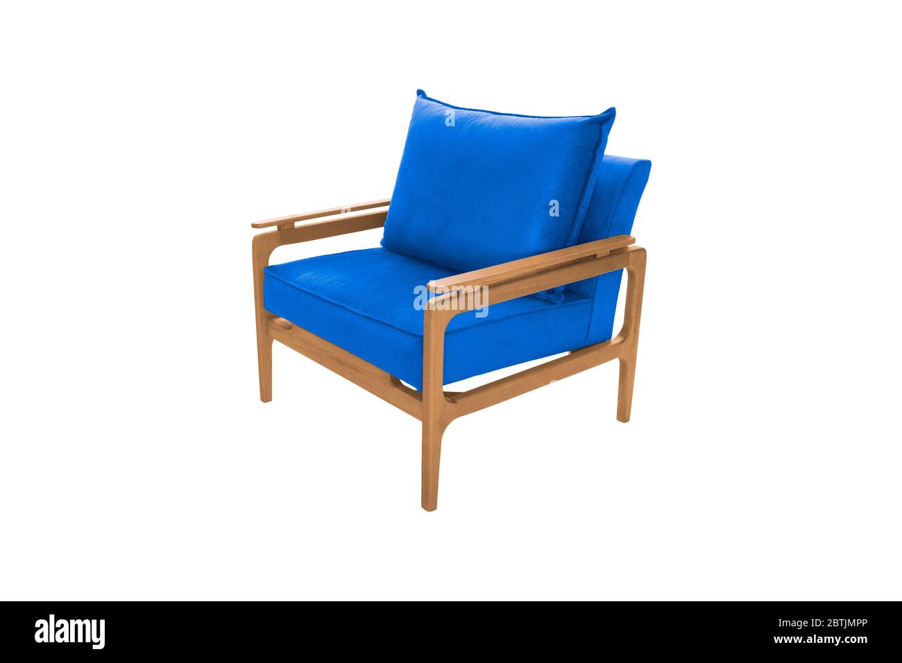 Blue armchair. Modern designer chair on white background. Texture chair ...