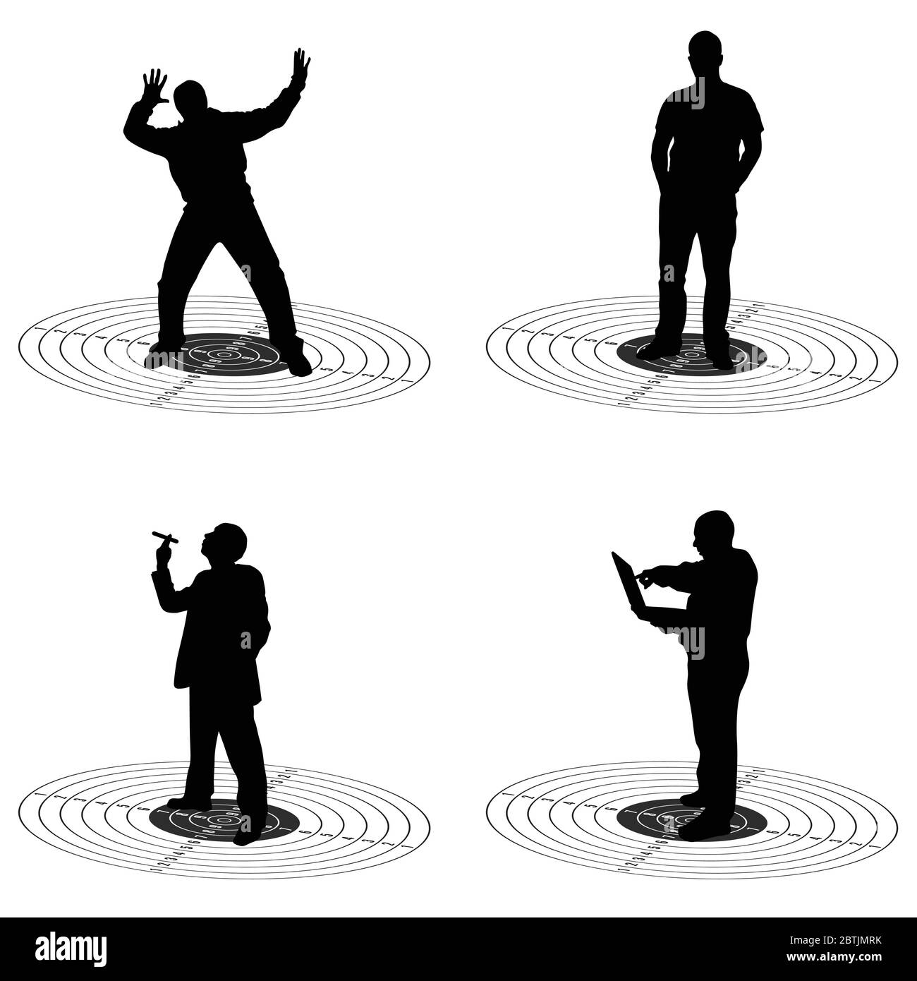 man standing on target vector silhouette on white background Stock ...