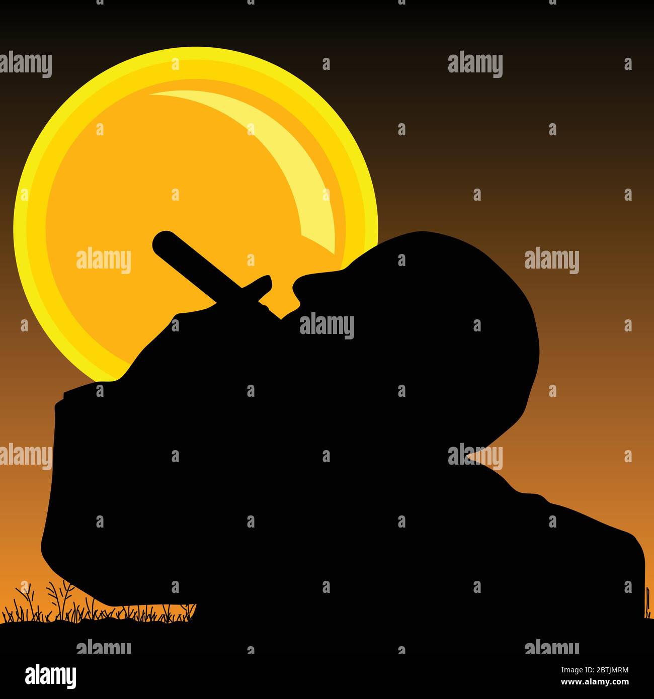 man smoking cigarette and sun illustration vector Stock Vector Image ...