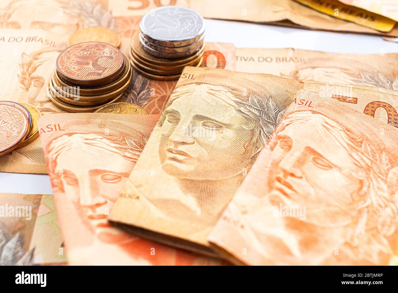 Real currency, money from brazil. Brazilian banknotes and coins ...