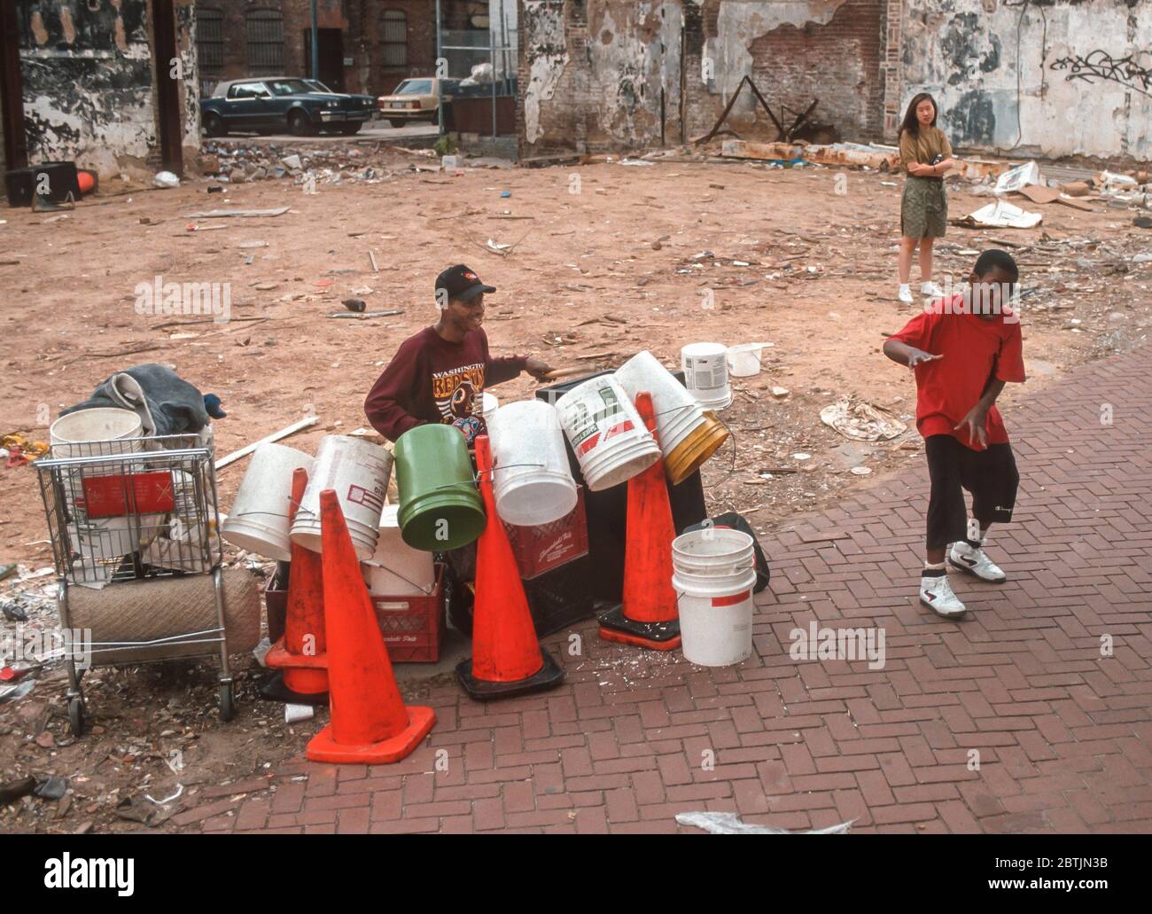 WASHINGTON, DC, USA, APRIL 28, 1992 - Rapper D bucket drummer performs ...