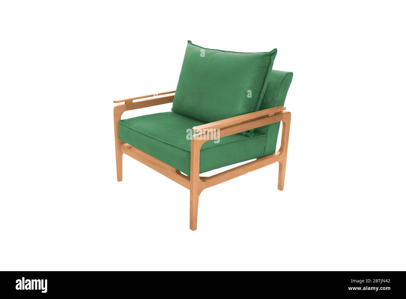 Green armchair. Modern designer chair on white background. Texture ...
