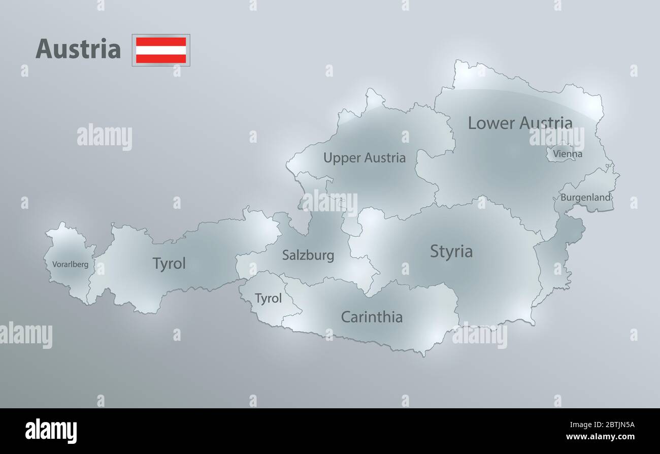 Austria map and flag, administrative division, separates regions and ...