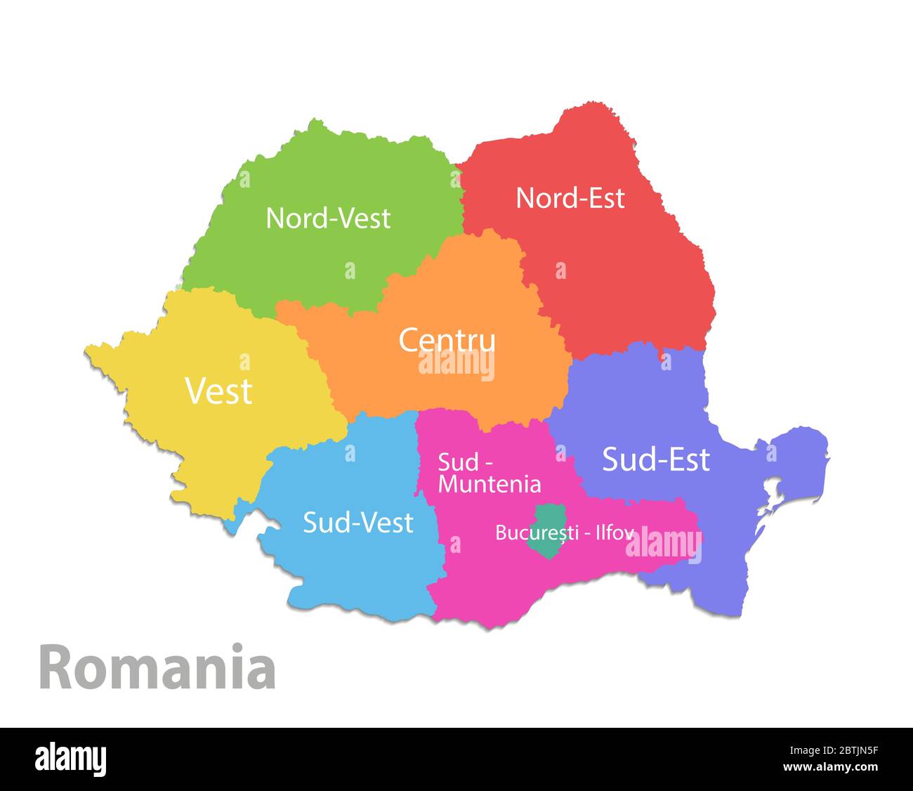 Romania map, administrative division, separate individual states with ...