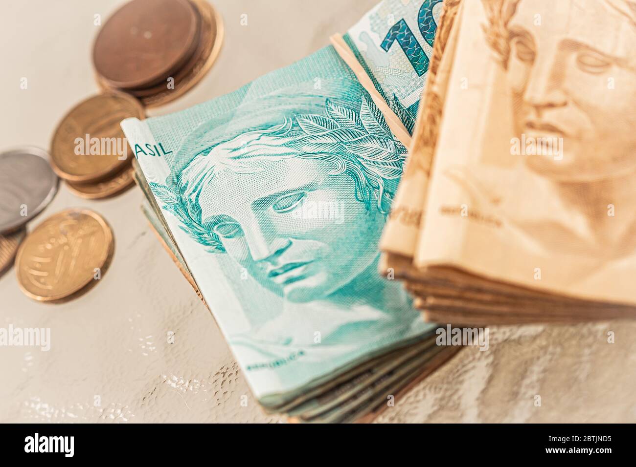 Real currency, money from brazil. Brazilian banknotes and coins ...