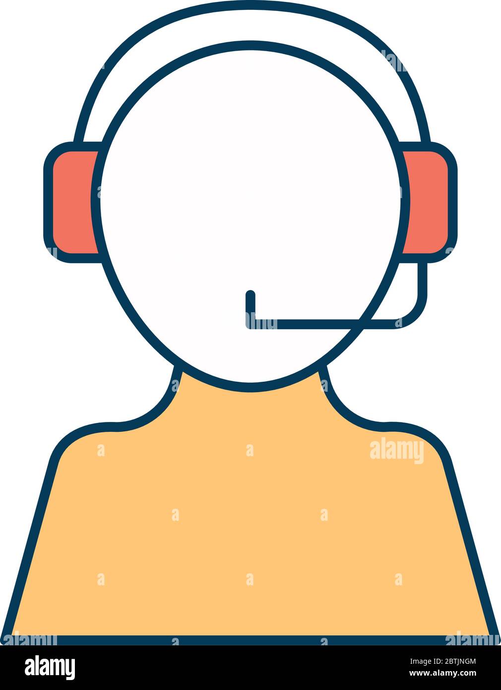 Avatar operator with headphone line and fill style icon vector design ...