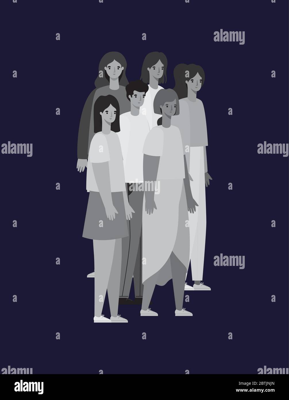 Women and man avatars in gray colors vector design Stock Vector Image ...