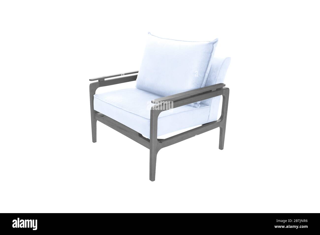 Blue armchair. Modern designer chair on white background. Texture chair ...