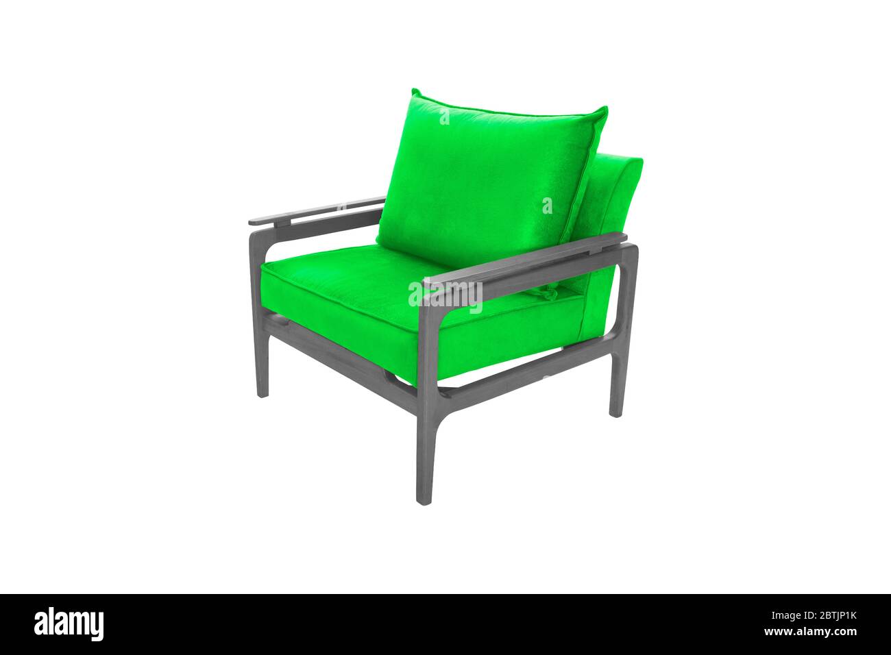Green armchair. Modern designer chair on white background. Texture ...