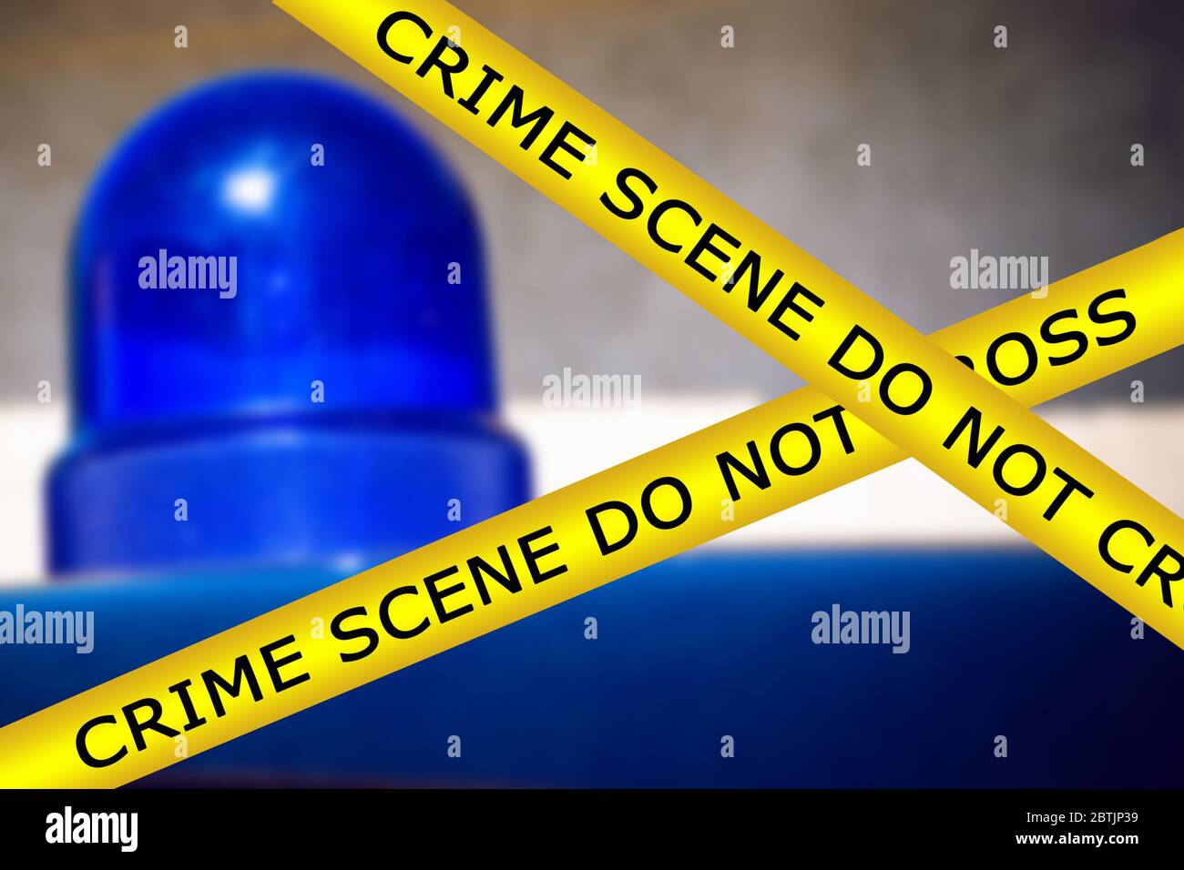 Blurred blue flashing light on the roof of a special purpose vehicle ...