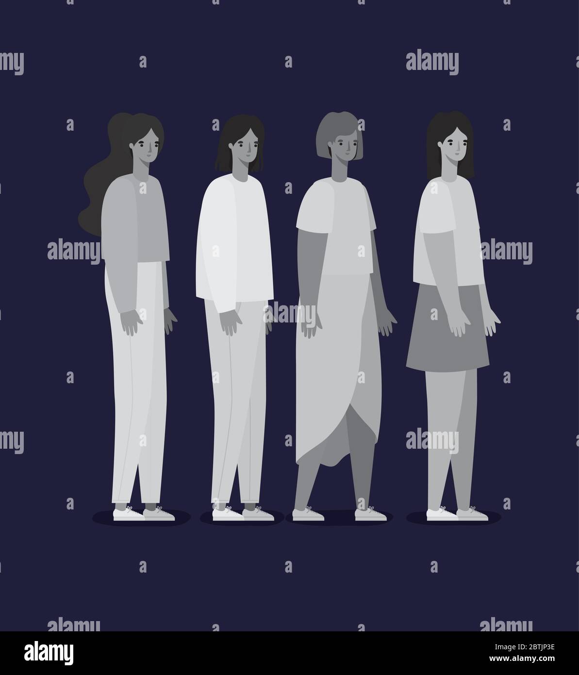 women avatars persons in gray colors vector design Stock Vector Image ...