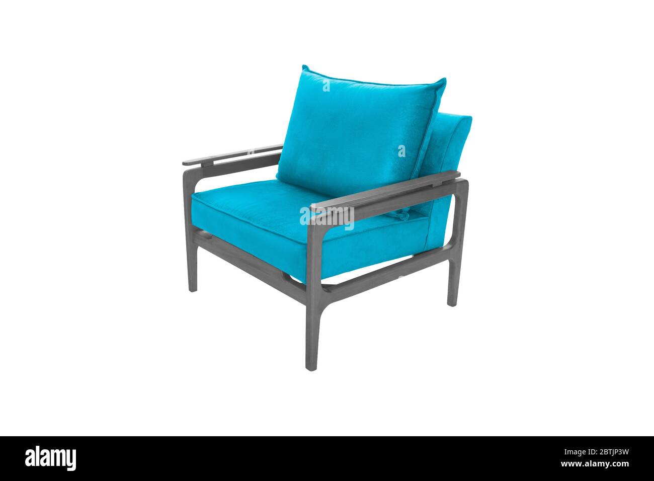 Cyan armchair. Modern designer chair on white background. Texture chair ...