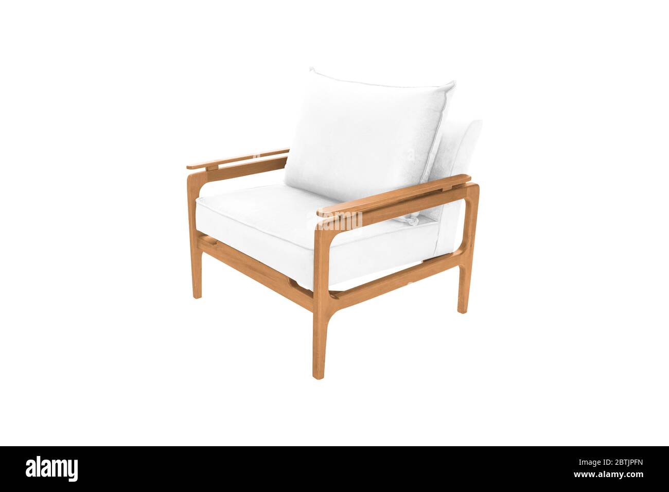 White armchair. Modern designer chair on white background. Texture ...