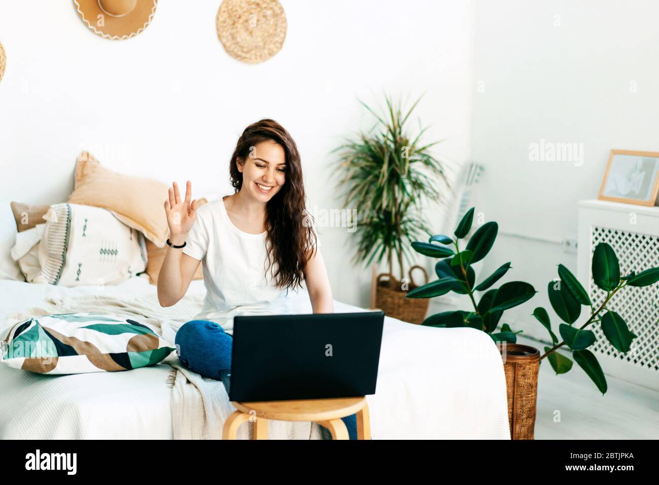 woman video chat Stock Photo - Alamy