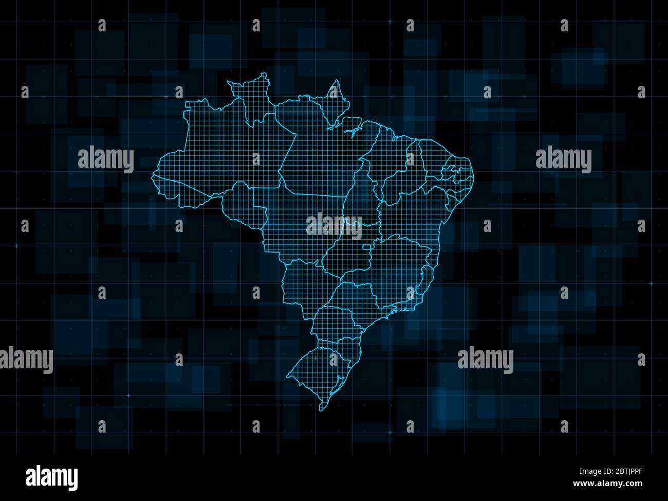 HUD map of the Brazil with states. Cyberpunk Futuristic digital dark ...