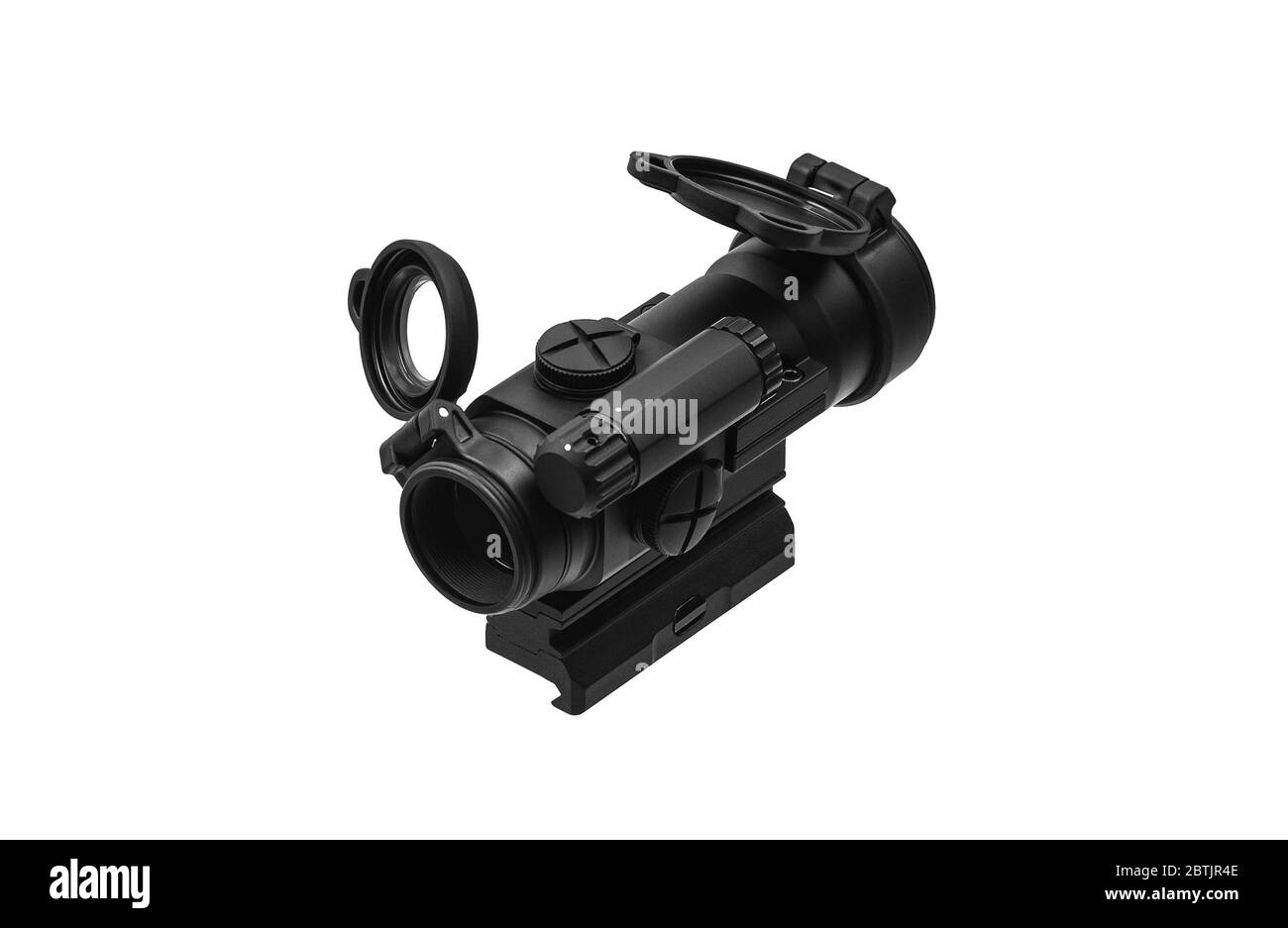 modern black optical scope for weapon isolated on white. sight scope ...